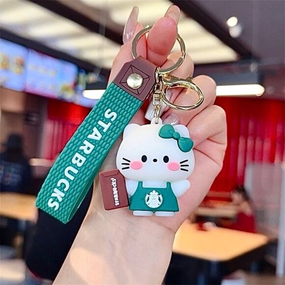 Toys | Starbucks Hello Kitty Keychain Green Apron Book Sanrio Collab ...